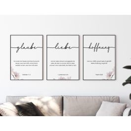 Poster 3er Set "Glaube - Liebe - Hoffnung" Christliche Wandbilder ...